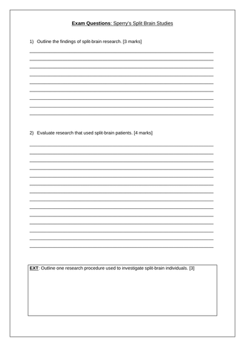 A-Level Psychology - SPLIT BRAIN RESEARCH INTO HEMISPHERIC ...