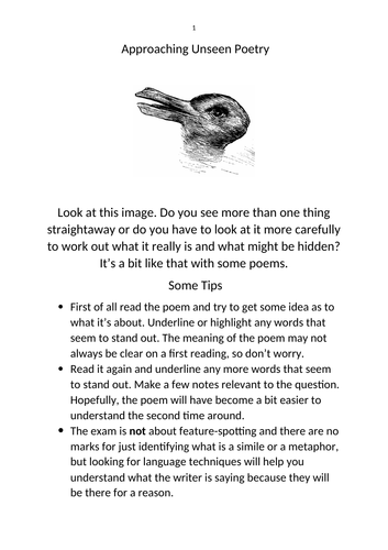 Unseen Poetry | Teaching Resources