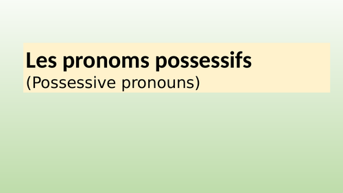 FRENCH GCSE HIGHER GRAMMAR-Possessive pronouns | Teaching Resources