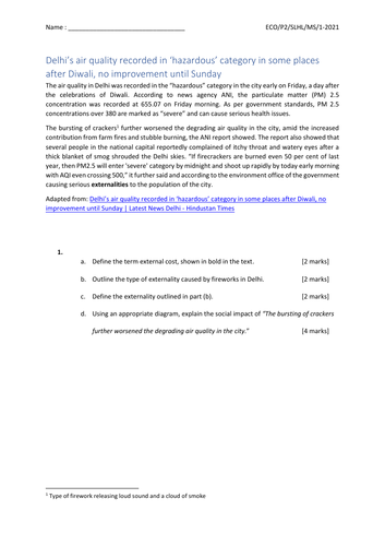 IBDP Economics SL Paper 2 - Negative Externalities short test ... IBDP Economics SL Paper 2 - Negative Externalities short test ...