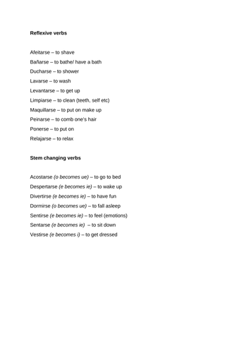 Spanish - reflexive verbs | Teaching Resources