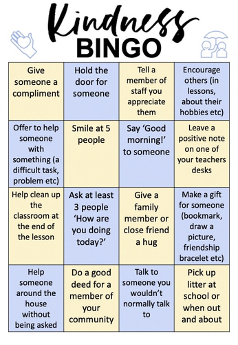 Kindness Bingo Achievement Card | Teaching Resources