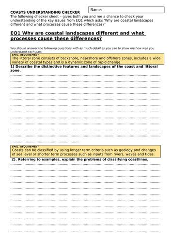 Edexcel A level Geography - Coastal Landscapes & Change - Lessons ...