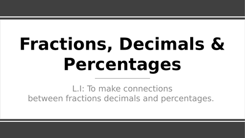 Connecting Fractions, Decimals & Percentages | Teaching Resources