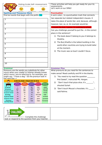 SPAG Tasks | Teaching Resources
