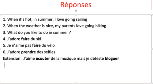 Qu'est-ce que tu aimes faire ? Y7/Y8 French | Teaching Resources