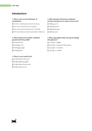 Metabolism Aqa Gcse Trilogy F Lesson Teaching Resources