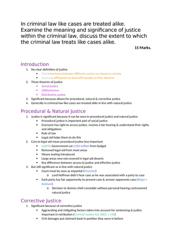 A-Level Law: AQA Nature of Law Question + Model + Plan - Law and ...