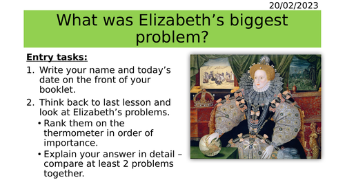GCSE Elizabeth I | Elizabeth's Problems | Teaching Resources