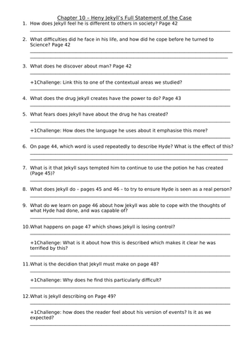 Jekyll and Hyde - Higher Ability Lesson Bundle - Chapter 10 | Teaching ...