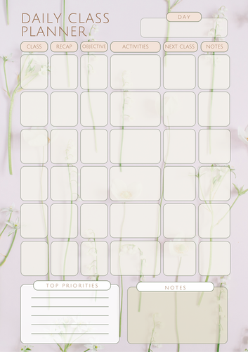 Daily Class Planner and Class progress log | Teaching Resources