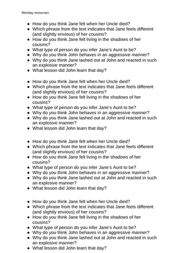 Jane Eyre Year 6 Reading skills [A recount text]. | Teaching Resources