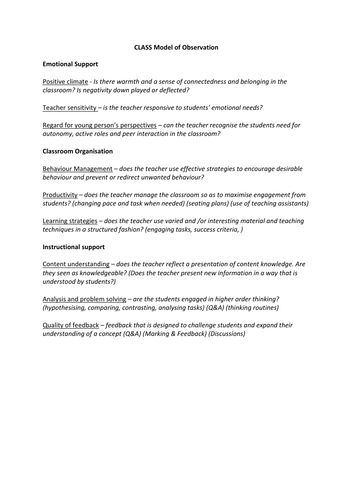 Observation check list AP / SEN / PRU / Ofsted | Teaching Resources Observation check list AP / SEN / PRU / Ofsted | Teaching Resources