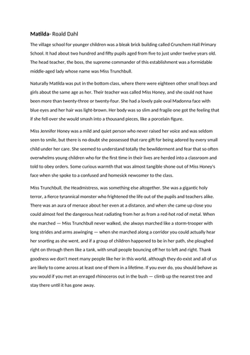 AQA Paper 1 Matilda Roald Dahl Creative reading & writing, grade 9 ... AQA Paper 1 Matilda Roald Dahl Creative reading & writing, grade 9 ...