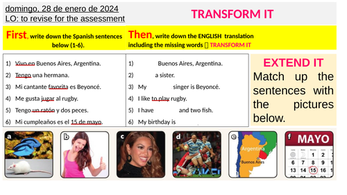 Viva 1 - Unit 1.6 - Writing Skills (revision) | Teaching Resources