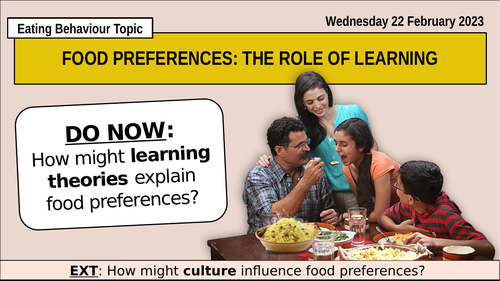 A-Level Psychology - THE ROLE OF LEARNING: EXPLAINING FOOD PREFERENCES ...