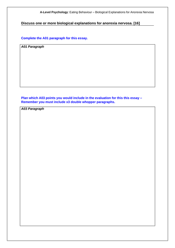 A-Level Psychology - BIOLOGICAL EXPLANATIONS FOR ANOREXIA NERVOSA ...