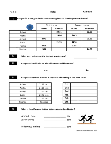 Example from Set 3 Year 5/6 Daily Morning Maths Worksheets - Sport - 1 ...