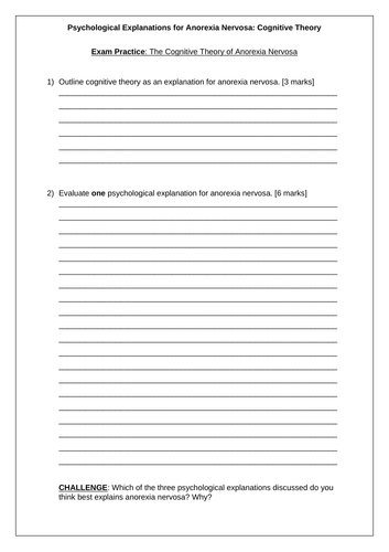 A-Level Psychology - COGNITIVE THEORY OF ANOREXIA NERVOSA [Eating ...