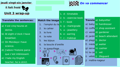 KS3 French Three Task Starters | Teaching Resources