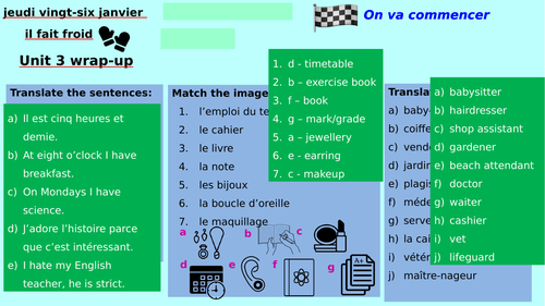 KS3 French Three Task Starters | Teaching Resources