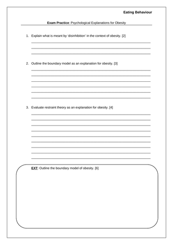 A-Level Psychology - PSYCHOLOGICAL EXPLANATIONS FOR OBESITY [Eating ...