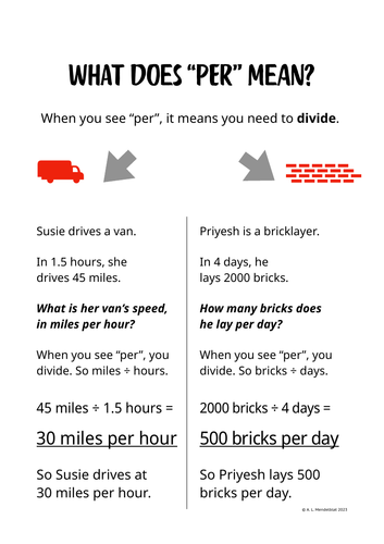 What does "per" mean? Worked example mathematics stories | Teaching ...