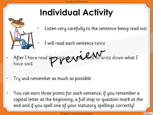 Sentence Dictation 1 - Year 1 | Teaching Resources