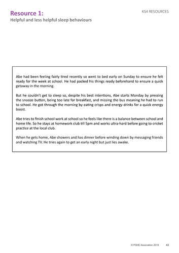 Healthy Sleep | Teaching Resources