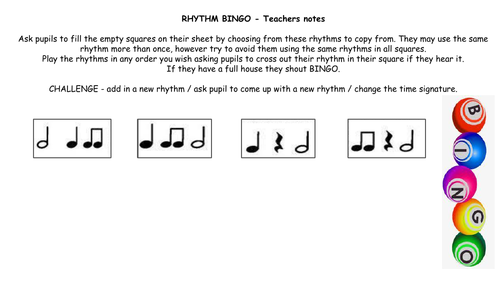 Music - Rhythm Bingo | Teaching Resources