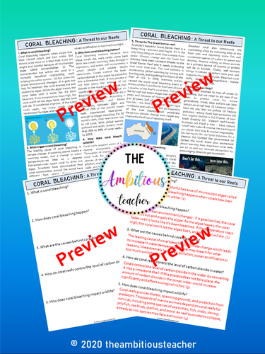 Science Literacy Article : Coral Bleaching | Coral Reef & The Great ...