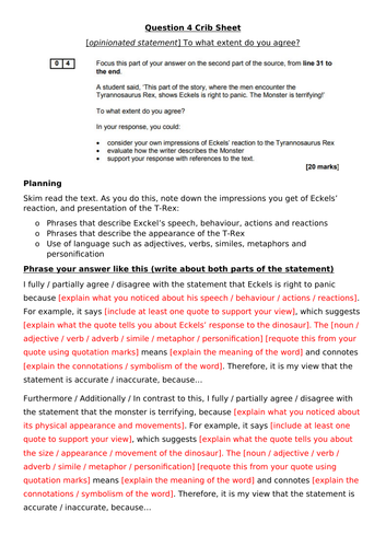 Aqa Gcse Language Paper 1 Section A Mini Unit For Lower Ability
