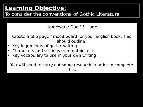 Year 9 Gothic Writing Unit of Work for Higher Ability Students ...