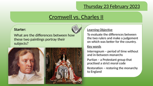 Oliver Cromwell Vs. King Charles II | Teaching Resources