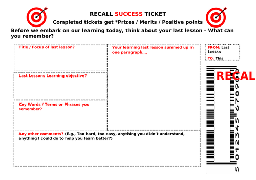 Entrance Ticket Free | Teaching Resources
