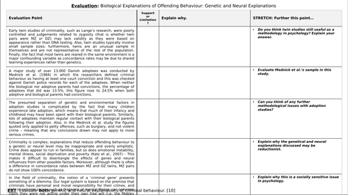 A-Level Psychology - GENETIC AND NEURAL EXPLANATIONS FOR OFFENDING ...