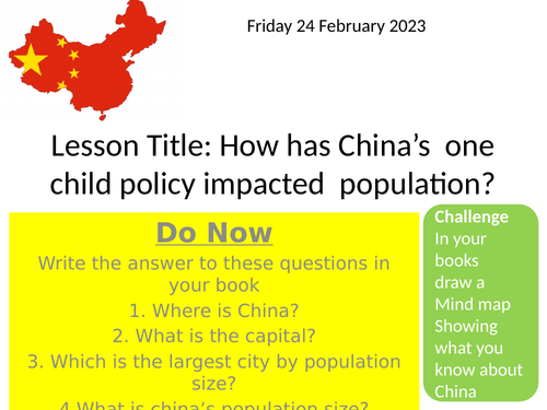 The impact of The One Child Policy on China's Population | Teaching ...