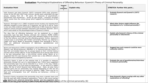 A-Level Psychology - EYSENCK'S THEORY OF THE CRIMINAL PERSONALITY ...