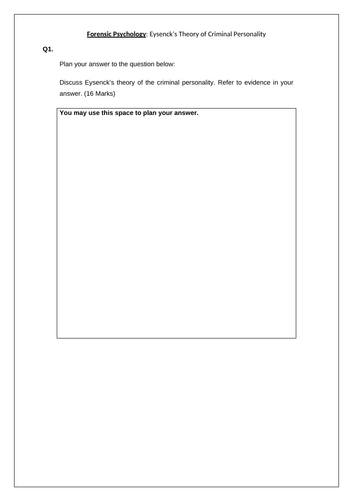 A-Level Psychology - EYSENCK'S THEORY OF THE CRIMINAL PERSONALITY ...