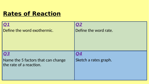 Rates of Reaction Revision | Teaching Resources