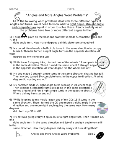 Angles Word Problems PLUS Angles Word Search Puzzle (Both Items ...