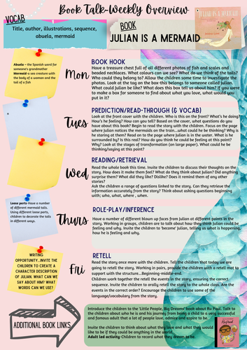 Book talk plan-Julian is a Mermaid (1wk) | Teaching Resources