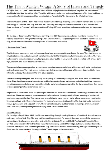 Titanic Reading Comprehension | Teaching Resources