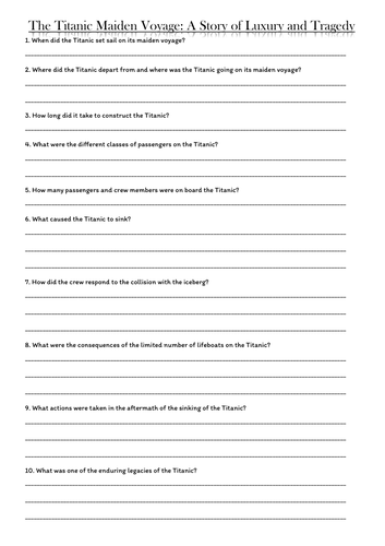 Titanic Reading Comprehension | Teaching Resources