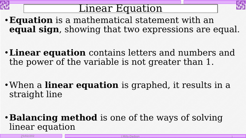 Linear Equation | Teaching Resources