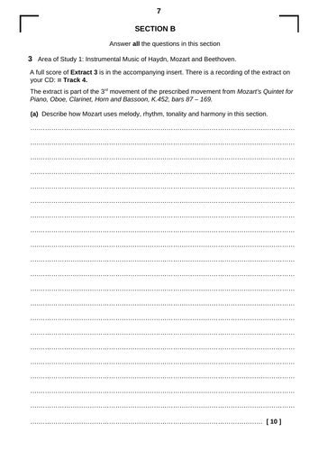 A Level Music OCR Section B 2023 | Teaching Resources