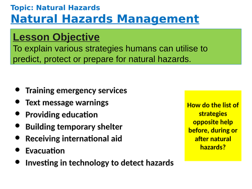 Managing Natural Hazards | Teaching Resources