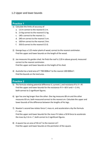 Upper and lower bounds - Worksheet | Teaching Resources