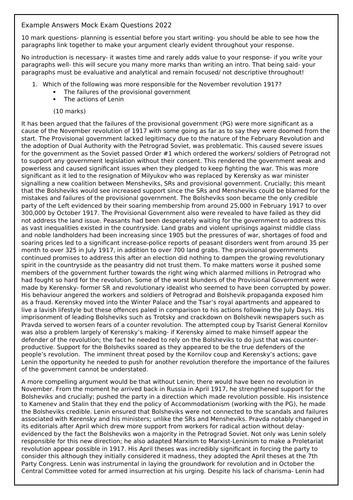 ALevel Russia Example Essays 1894-1941 | Teaching Resources