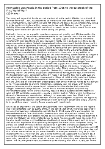 ALevel Russia Example Essays 1894-1941 | Teaching Resources